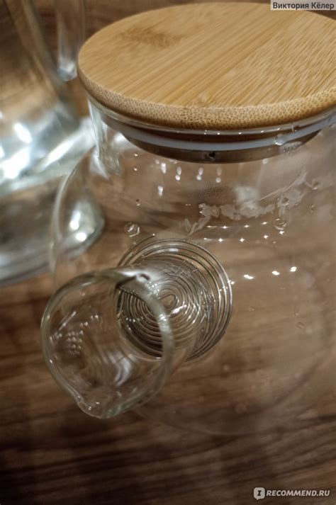 Чайник заварочный CnGlass с бамбуковой крышкой и фильтром пружинкой 900 ...