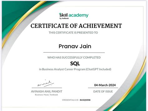 pranav jain on linkedin sql certification dataanalysis skillacademy