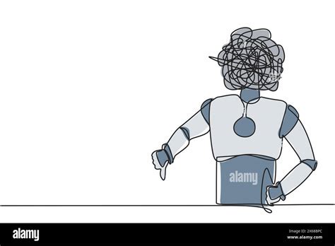 single continuous line drawing robot with round scribbles instead of