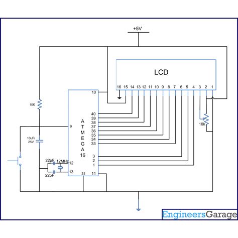 Avr Microcontroller Atmega16 Displaying Text On 16x2 Lcd