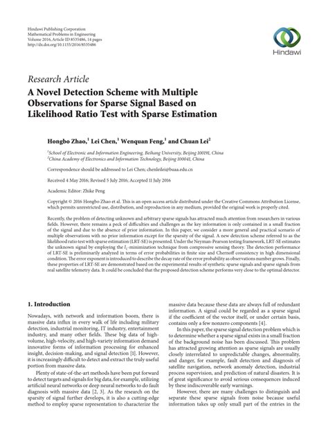 pdf a novel detection scheme with multiple observations for sparse