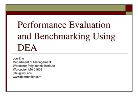 Performance Evaluation And Benchmarking Using Dea Ppt Download