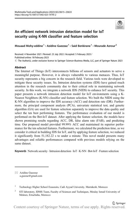 An Efficient Network Intrusion Detection Model For Iot Security Using K