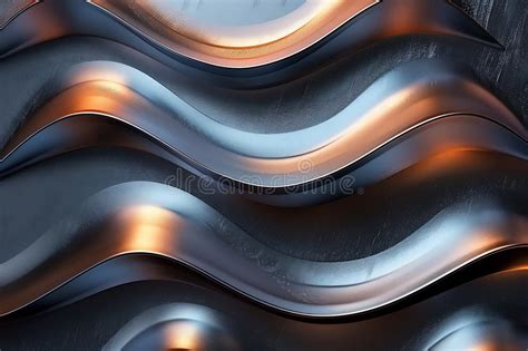 Abstract Metallic Waves Dark Steel Bronze Curved Shiny Elegant Design Background Texture