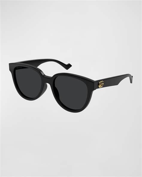 Gucci Monochrome Oval Acetate Sunglasses Neiman Marcus