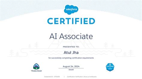 Atul Jha On Linkedin Salesforce Aiassociate Certification Careergrowth