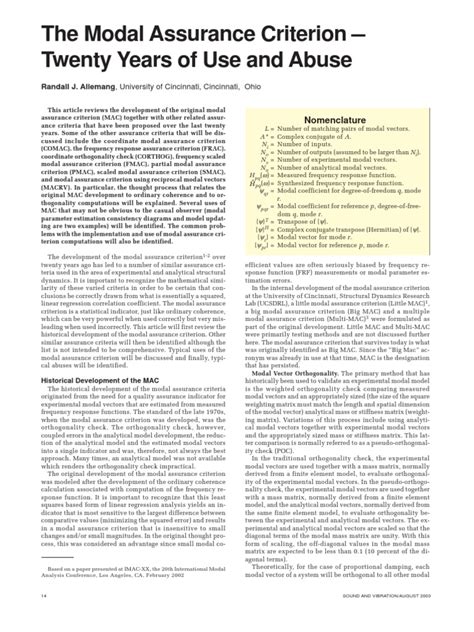 Modal Assurance Criterion Pdf Mode Statistics Matrix Mathematics
