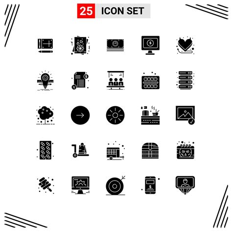 25 User Interface Solid Glyph Pack Of Modern Signs And Symbols Of Deveopment Heart Bundle Devil