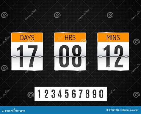 White Countdown Timer With White Numbers On Black Background Stock Vector Illustration Of