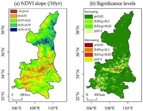 The Spatial Patterns In A The Ndvi Variation Trends And B The