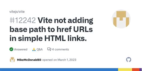 Vite Not Adding Base Path To Href Urls In Simple Html Links · Vitejs