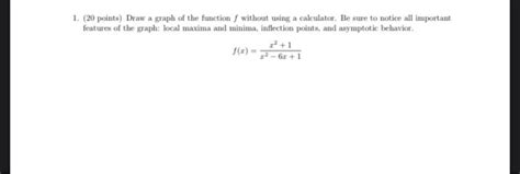 Solved 1 20 Points Draw A Graph Of The Functionſ Without