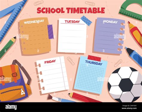 Back School Timetable Template Vector Design Illustration Stock Vector