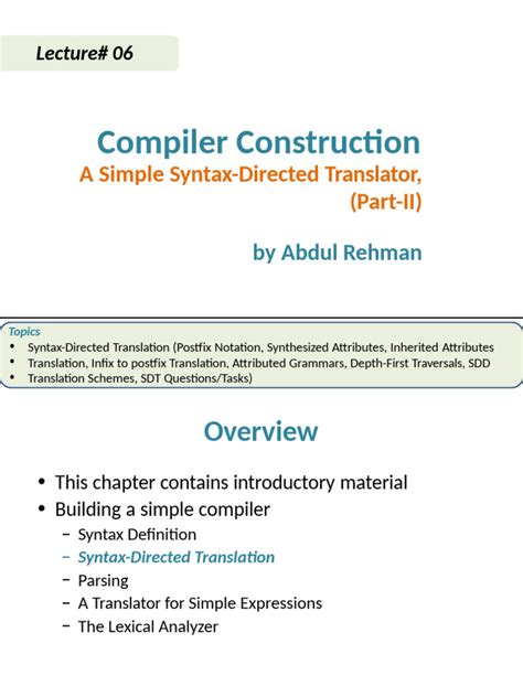 Lecture6chap2 Syntax Directed Translator Part Ii Pdf Parsing
