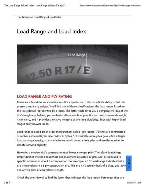 Tire Load Range And Load Index Load Range And Index Rating Chart Pdf Tire Vehicle Technology