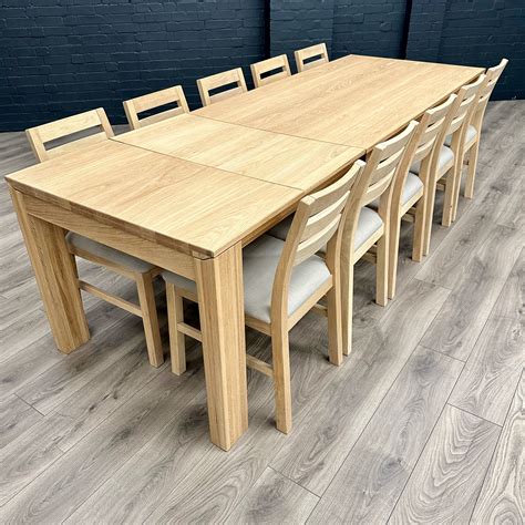 Oslo Premium Oak Xl Extending Dining Table Plus 10x Solid Oak Chair