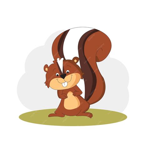 Premium Vector A Squirrel With A Big Tail Is Standing On A White Background