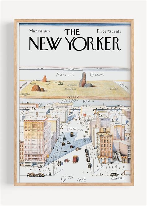 Steinberg New Yorker Poster Nyc Map Print March 1976 Cover Peardrop