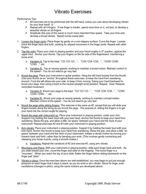 Violin Vibrato Exercises Pdf Violin Hand