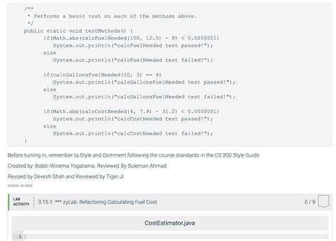 Solved 315 Zylab Refactoring Calculating Fuel Cost