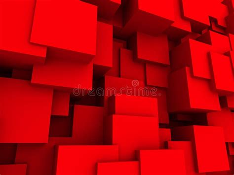 Red Chaotic Cubes Wall Background Stock Illustration Illustration Of