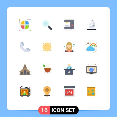 User Interface Pack Of 16 Basic Flat Colors Of Nature Phone Home Call Science Editable Pack Of