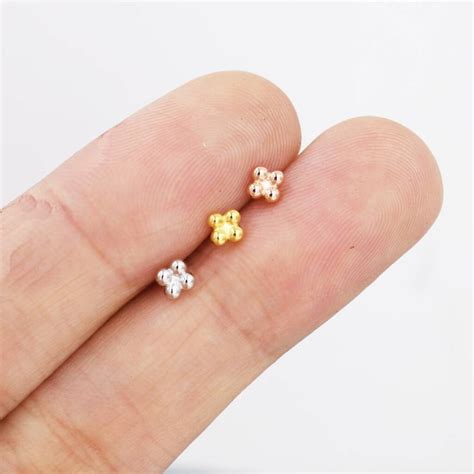 Sterling Silver Extra Tiny Dotted Cluster Stud Earrings By Silver Rain