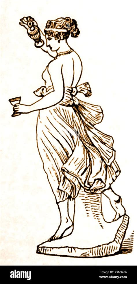 An Old Engraving Of Hebe Goddess Of Youth And Former Cupbearer To The