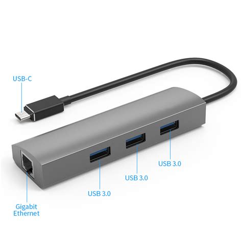 Superspeed Usb C 4 Port Hub With Gigabit Ethernet Small Size Faster