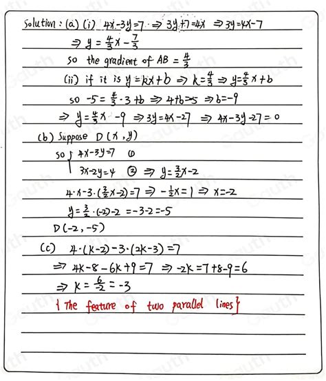 solved the line ab has equation 4x 3y 7 a i find the gradient of