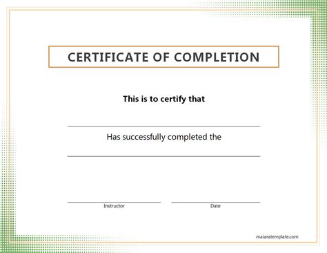 Course Completion Certificate Template