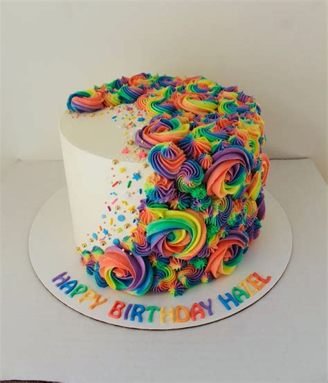 Pin By Shey On Rosette Candy Birthday Cakes Rainbow Birthday Cake 7th