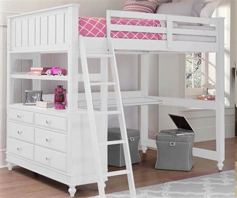 White Beds With Desks Underneath