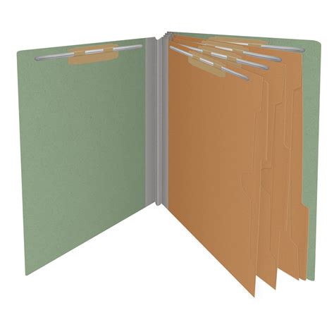 Green Letter Size End Tab Three Pocket Divider Classification Folder