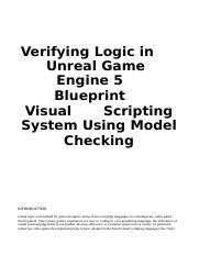 Verifying Logic In Unreal Game Engine QUEST GURMEHAR SINGH N Docx Verifying Logic
