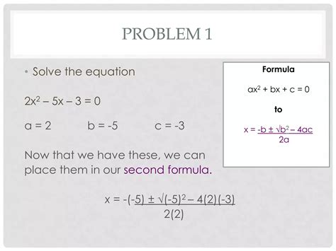 Solving Quadratic Equations Using The Quadratic Formula PPTX Physics Science