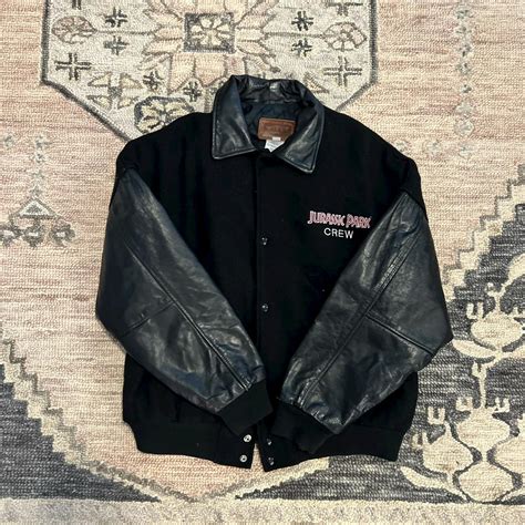 Leather Jacket × Varsity Jacket × Vintage Vintage Jurassic Park Movie