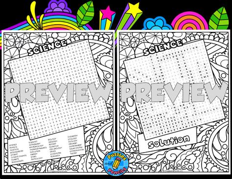 Science Word Search Puzzle Activity Page With Colouring Teaching Resources