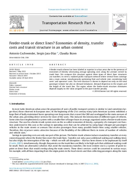 Pdf Feeder Trunk Or Direct Lines Economies Of Density Transfer Costs And Transit Structure