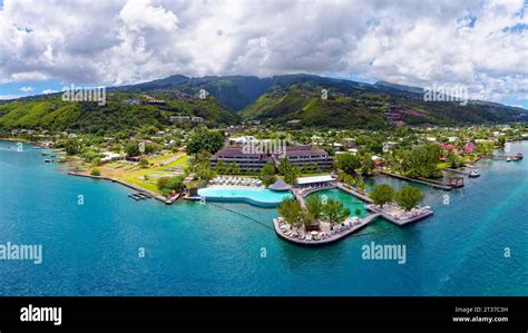 Panorama Aerial View Northwest Coast Te Moana Tahiti Resort Tahiti