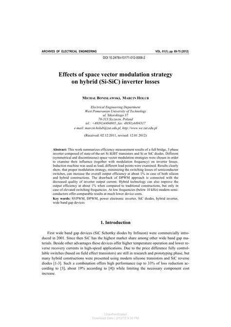 Pdf Effects Of Space Vector Modulation Strategy On Hybrid Si Sic