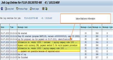 List Of Possible Errors In F110 Sap Community