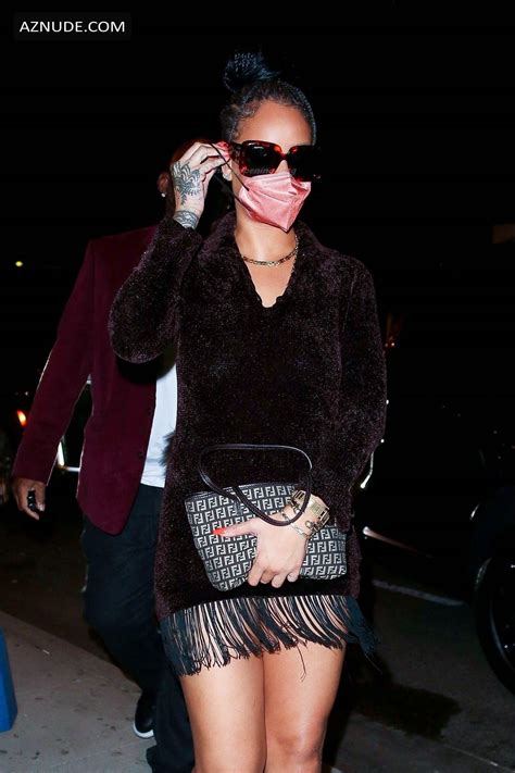 Rihanna Leggy Sexy Arrives For Dinner At Delilah In All Black Aznude