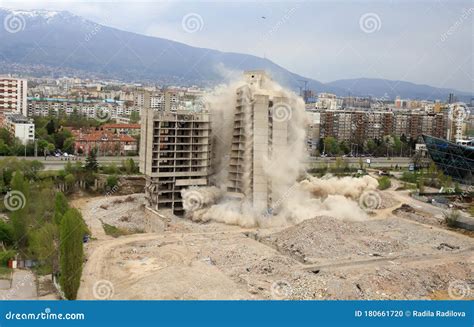 Controlled Explosion With Blasts Of A Big Building Editorial Image