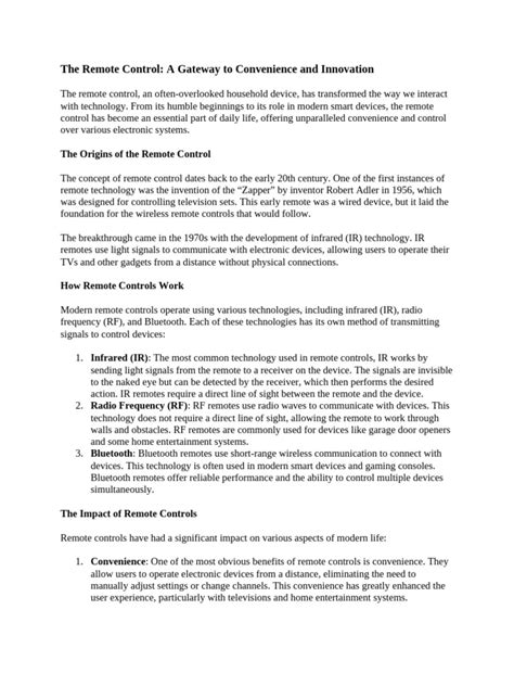 the remote control pdf remote control home automation