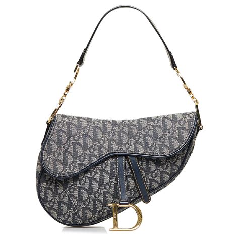 Dior Blue Oblique Saddle Cloth Cloth Ref 893421 Joli Closet
