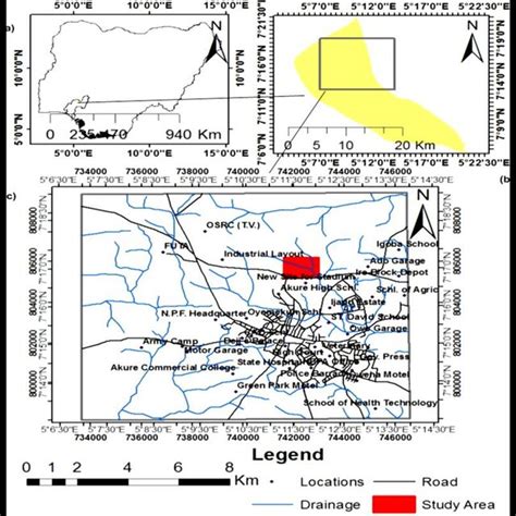 A Map Of Nigeria Showing Ondo State And Akure Metropolis B Map Of Download Scientific