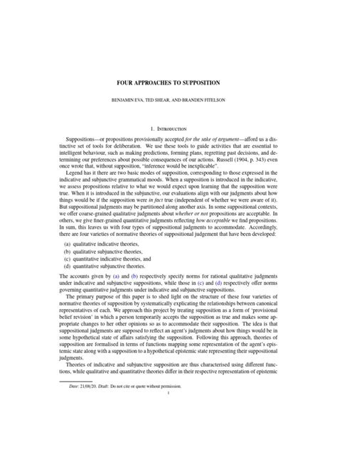 Fourapproachestosupposition Pdf Rationality Epistemology