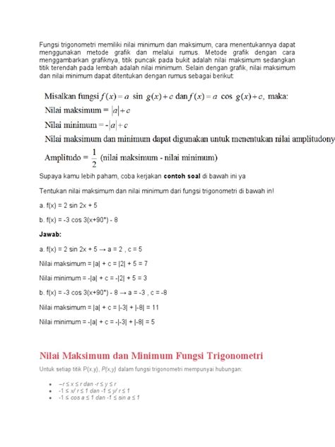 Fungsi Trigonometri Memiliki Nilai Minimum Dan Maksimum Pdf