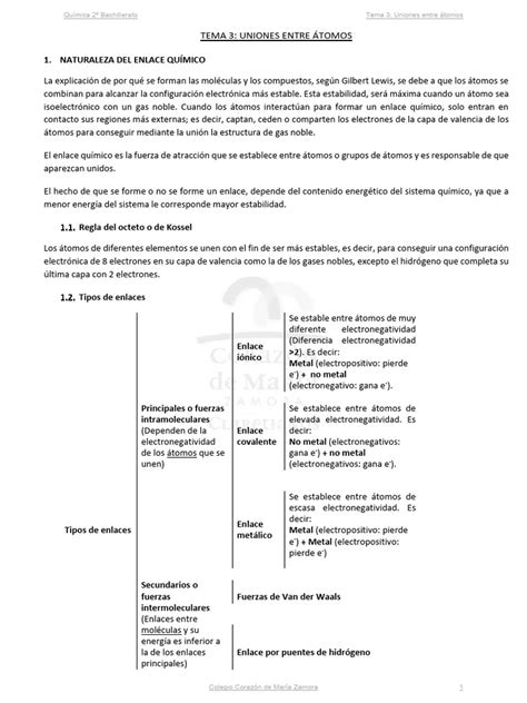Tema 3 Enlace Covalente Pdf
